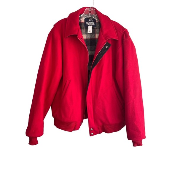 Woolrich | Jackets & Coats | Vintage Woolrich Womens Red Wool Bomber ...